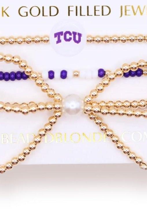 TCU/ Frogs Logo Bow Stack Bead Bracelet Set – Sunshine Girls Boutique