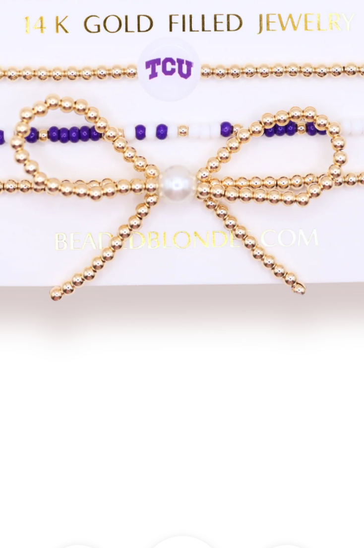 TCU/ Frogs Logo Bow Stack Bead Bracelet Set – Sunshine Girls Boutique