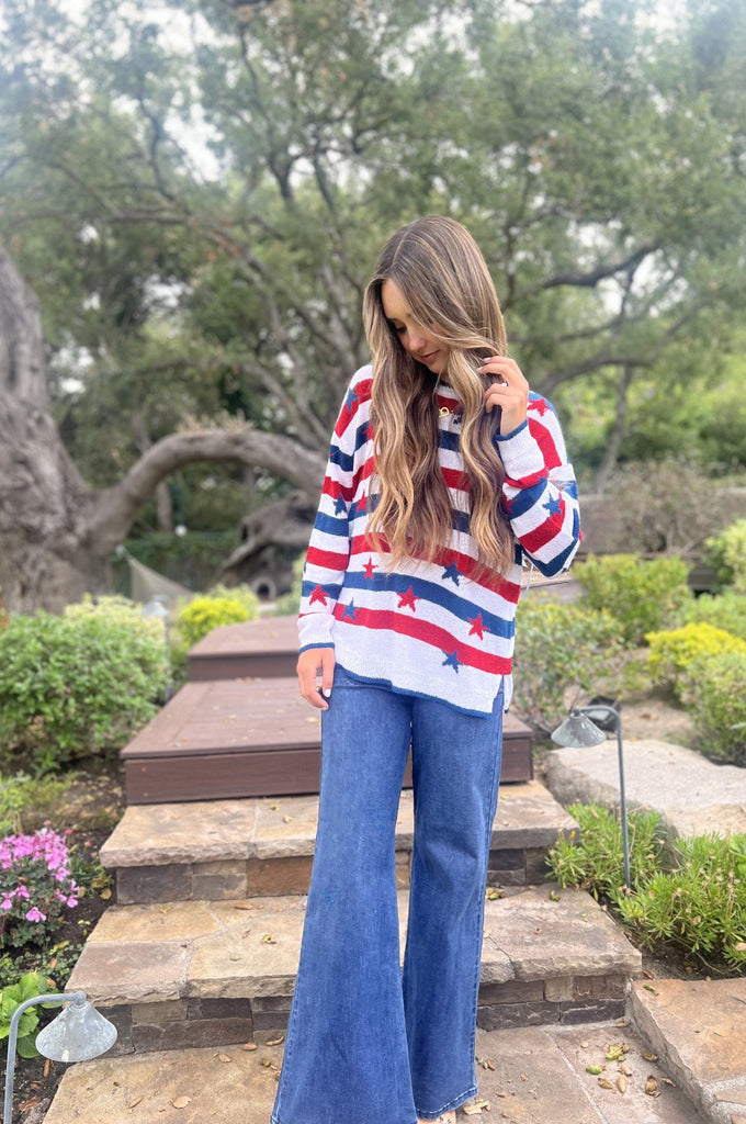 Show Me Your MuMu Go To Sweater Star Spangled Banner Stripe Knit ...