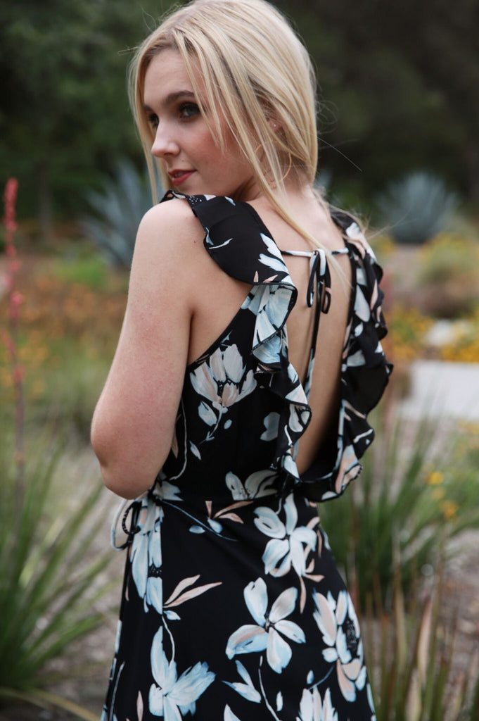 Southern Darling Wrap Around Dress Black Blue Floral – Sunshine Girls ...